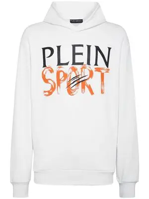 PLEIN SPORT Logo-print Cotton-blend Hoodie - White