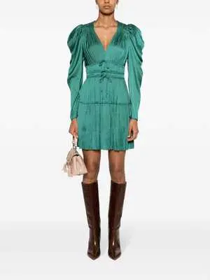 Ulla Johnson Lu Plissé-effect Minidress - Green