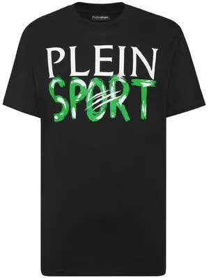 PLEIN SPORT Ss Logo-print Cotton T-shirt - Black