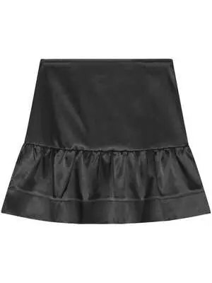 GANNI Satin-finish Ruffled Miniskirt