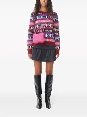 GANNI Satin-finish Ruffled Miniskirt