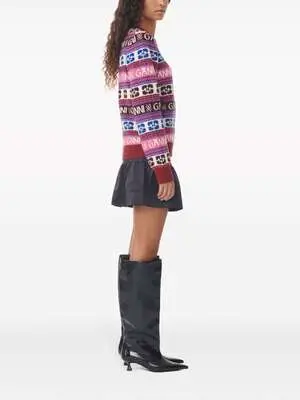 GANNI Satin-finish Ruffled Miniskirt