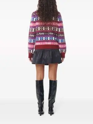 GANNI Satin-finish Ruffled Miniskirt