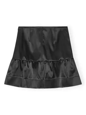 GANNI Satin-finish Ruffled Miniskirt