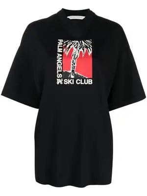 Palm Angels Ski Club Cotton T-shirt - Black