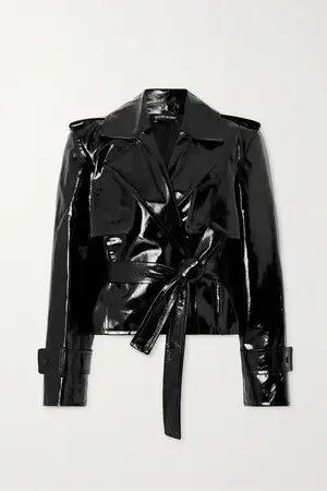 David Koma Belted Patent-leather Jacket