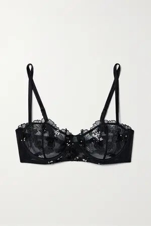 FLEUR DU MAL Net Sustain Embellished Embroidered Recycled-tulle Underwired Soft-cup Bra