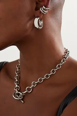 LAURA LOMBARDI Net Sustain Cusp Platinum-plated Hoop Earrings