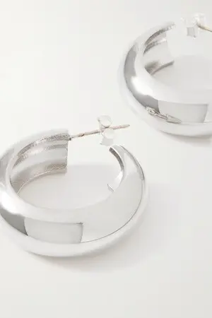 LAURA LOMBARDI Net Sustain Cusp Platinum-plated Hoop Earrings