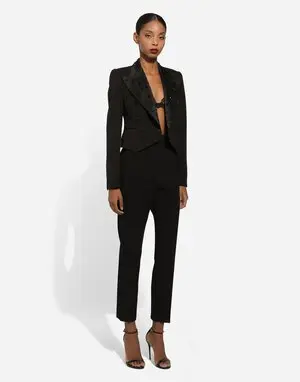 Dolce & Gabbana Cropped Wool Jacket With Rhinestone Details - Multicolor