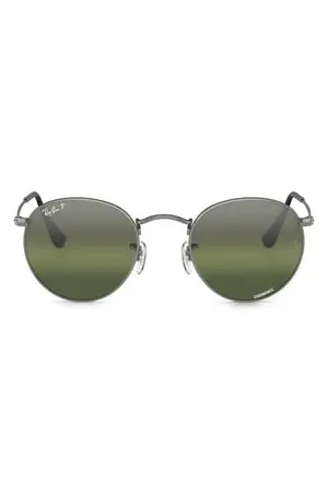 Ray-ban 50mm Round Frame Polarized Sunglasses - Gunmetal