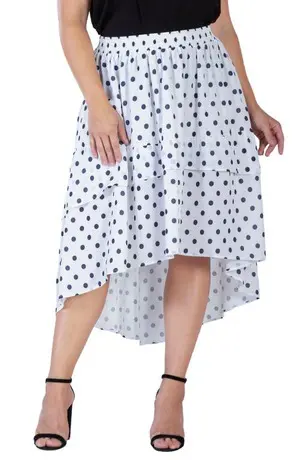 STANDARDS & PRACTICES Polka Dot Tiered High-low Skirt - Blue Polka Dot