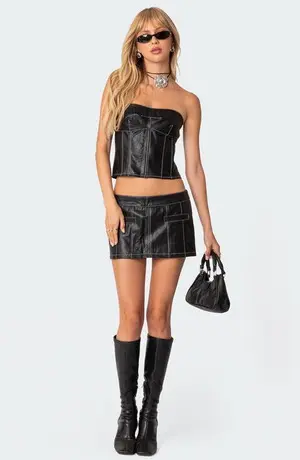 EDIKTED Faux Leather Miniskirt