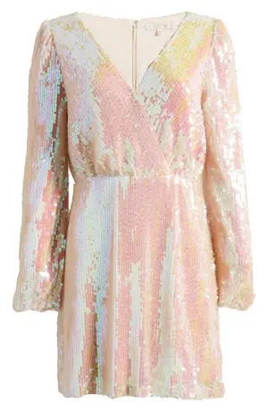 WAYF Carrie Long Sleeve Sequin Minidress