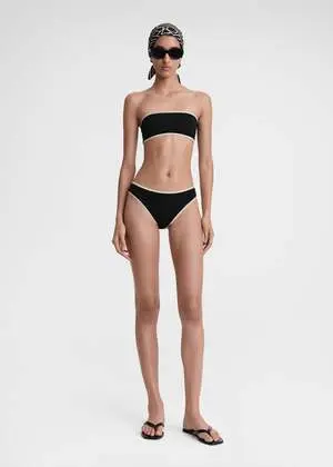 TOTEME Stripe Edge Bandeau Bikini Top - Black