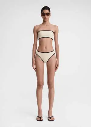 TOTEME Stripe Edge Bandeau Bikini Top - Light Hay
