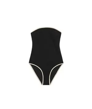 TOTEME Stripe Edge Strapless One Piece Swimsuit - Black
