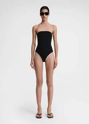 TOTEME Stripe Edge Strapless One Piece Swimsuit - Black