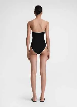 TOTEME Stripe Edge Strapless One Piece Swimsuit - Black