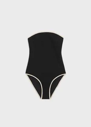 TOTEME Stripe Edge Strapless One Piece Swimsuit - Black
