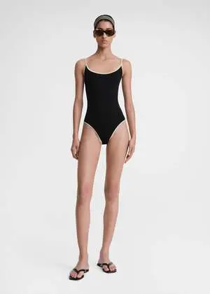 TOTEME Stripe Edge One-piece Swimsuit - Black