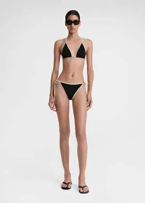 TOTEME Stripe Tie Bikini Top - Black