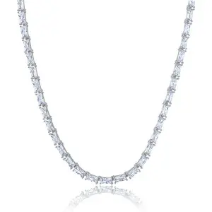 CRISLU Baguette Cut Cubic Zirconia Tennis Necklace - No Color