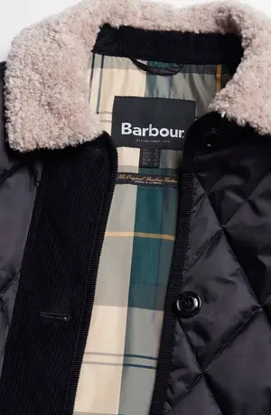 Barbour Mulgrave Quilted Jacket With Faux Shearling Trim