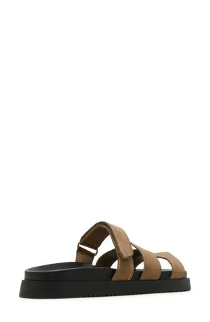 Steve Madden Mayven Flatform Slide Sandal - Tan Nubuck