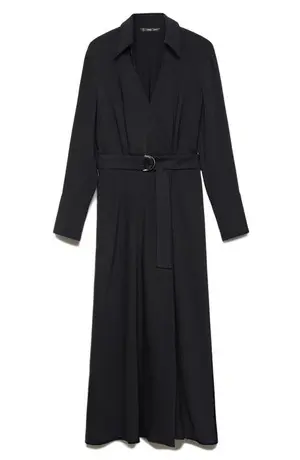 Mango Long Sleeve Wrap Maxi Shirt Dress