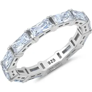 CRISLU Baguette Cut Cubic Zirconia Eternity Ring - Silver
