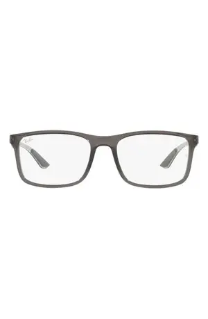 Ray-ban 53mm Rectangular Eyeglasses - Transparent Grey