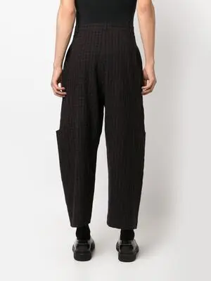 Sage Nation Malay Gingham Check-Print Trousers - Brown | Editorialist