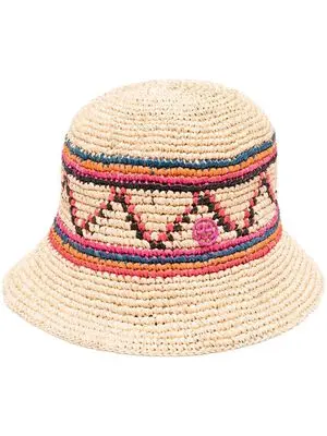 Ruslan Baginskiy Neutral Straw Woven Bucket Hat