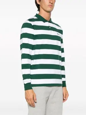 NOAH Green Striped Jersey Polo Shirt