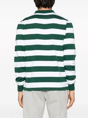 NOAH Green Striped Jersey Polo Shirt