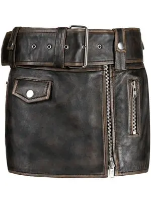 STAND STUDIO Black Biker Leather Mini Skirt