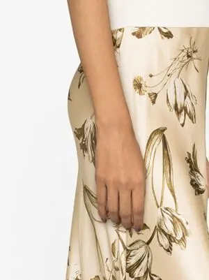 REFORMATION Neutral Layla Floral-print Silk Maxi Skirt