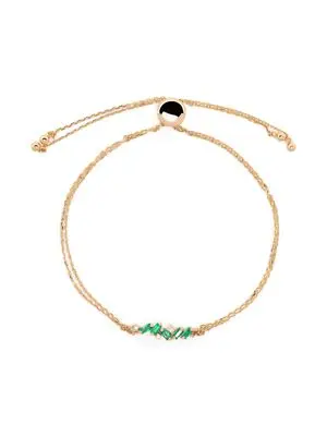 SUZANNE KALAN 18k Yellow Willow Bar Emerald And Diamond Bracelet