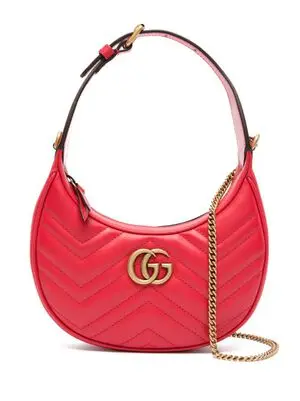 Gucci Red Gg Marmont Super Mini Leather Shoulder Bag