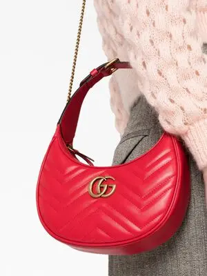 Gucci Red Gg Marmont Super Mini Leather Shoulder Bag