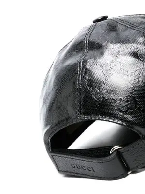 Gucci Interlocking G-Logo Leather Baseball Cap - Black | Editorialist