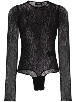 Wardrobe.NYC Sheer Chantilly-lace Bodysuit