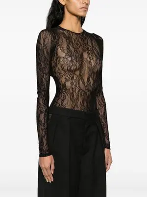 Wardrobe.NYC Sheer Chantilly-lace Bodysuit