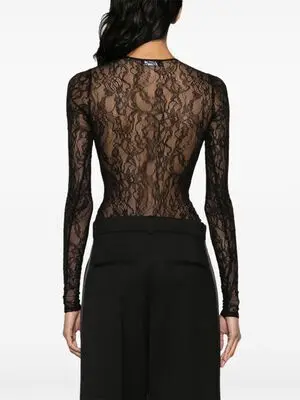 Wardrobe.NYC Sheer Chantilly-lace Bodysuit