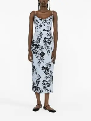 Reformation Pennington Floral-Print Midi Dress - Blue | Editorialist