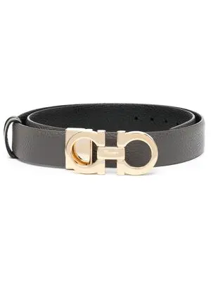 FERRAGAMO Gancini-buckle Reversible Leather Belt Grey