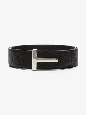 TOM FORD Black T Logo Reversible Leather Belt