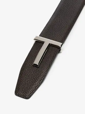 TOM FORD Black T Logo Reversible Leather Belt