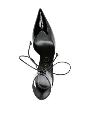 Gucci Lace-up Patent Leather Pumps